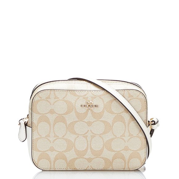 Coach | Bags | Coach Signature Jamie Shoulder Bag Beige Pvc Leather ...